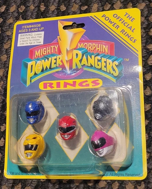 RARE VTG 1993 Mighty Morphin Official Power Rangers MMPR Kids Rings Set ...