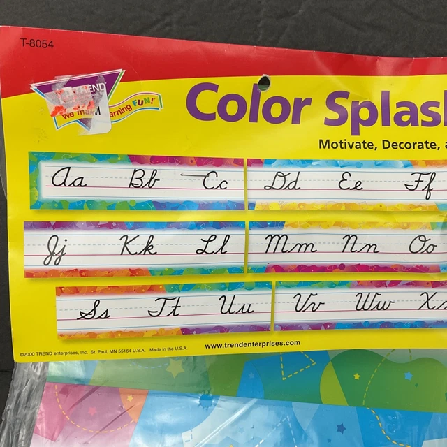 COLOR SPLASH ALPHABET Line Bulletin Board Set Trend Enterprises Inc T ...