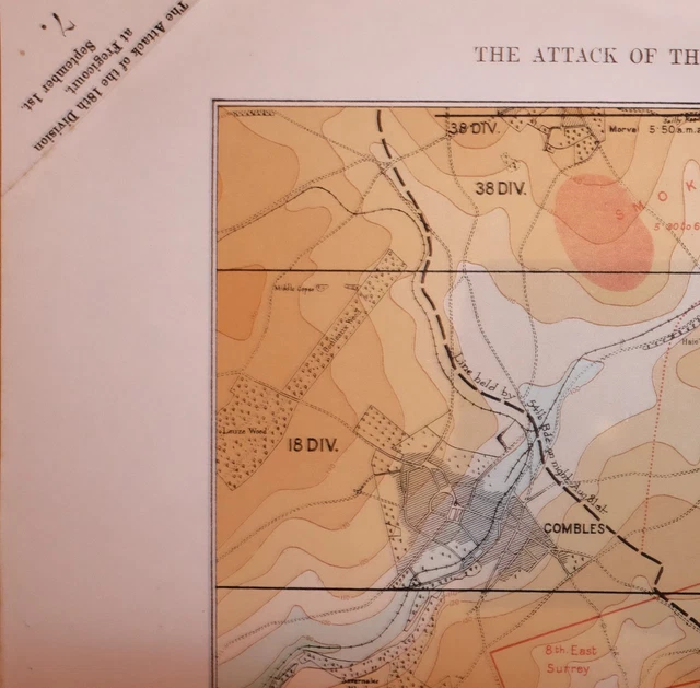 1918 WW1 WWI Mappa Attack Di Il 18th Div Presso Fregicourt Sep 1st ...
