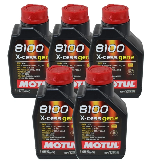 MOTUL 5 LITERS 8100 X-cess gen2 SAE 5W-40 100% Synthetic Engine Motor ...