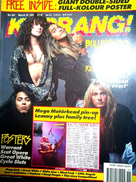 KERRANG! MAGAZINE 1991 Bulletboys~Richie Sambora~Motorhead~Megadeth ...