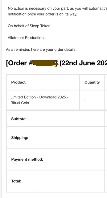 SLEEP TOKEN - Donwload Festival 2025 XXII Ritual Coin Brand New Order ...