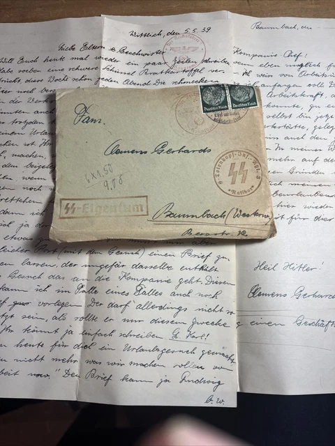 RARE WW2 GERMAN Feldpost Letter from Soldier or family Luftwaffe V $9. ...