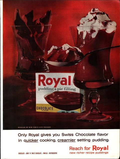 VINTAGE ROYAL CHOCOLATE Pudding Pie Filling Print Ad 1963 Color ...