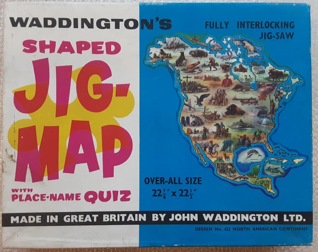 SCATOLA ORIGINALE VINTAGE WADDINGTON'S Jig-Map Jigsaw Map of ...
