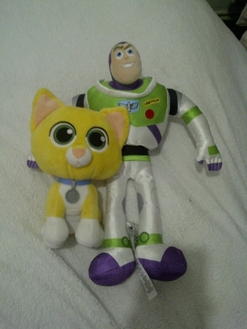 DISNEY PIXAR LIGHTYEAR "Sox" The Cat 9" & "Buzz Lightyear" 17" Soft Toy ...