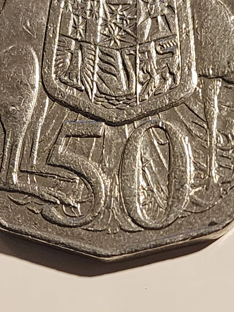 2007 AUSTRALIAN 50C Fifty Cent Coin Rare Doubling CUD Error On 5 0 And ...