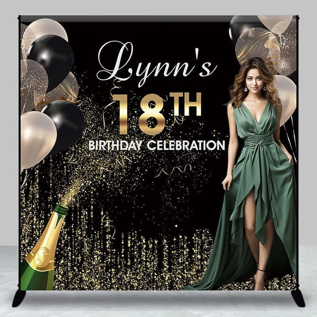 GOLD GLITTER CUSTOM Photo 18th Birthday Backdrop $35.95 - PicClick AU