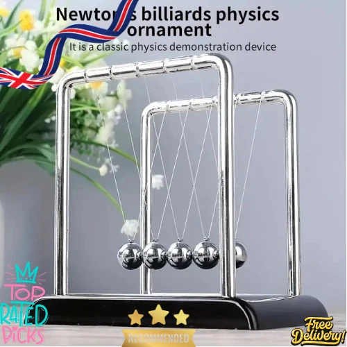 NEWTON'S CRADLE STEEL Balance Ball Physics Science Pendulum Desk Fun ...