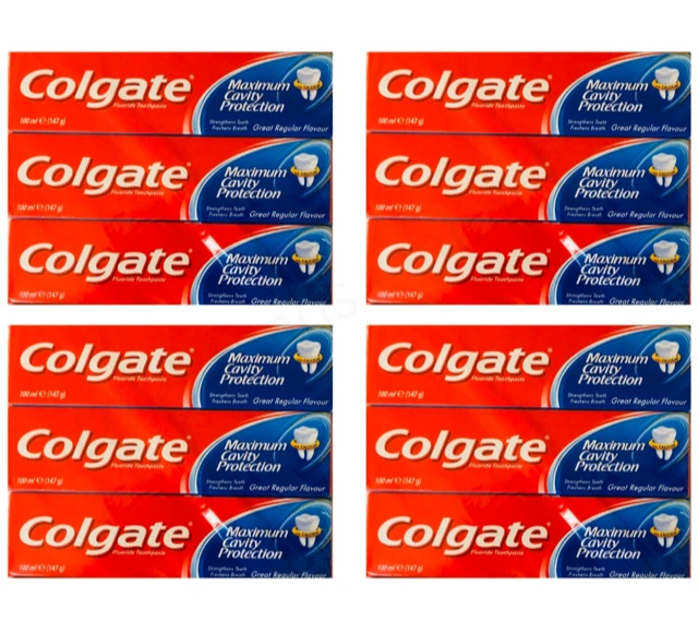 COLGATE REGULAR MAXIMUM Cavity Protecttion Toothpaste 100ml Pk of 3,6 ...
