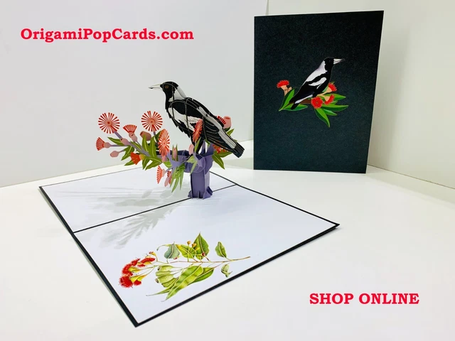 ORIGAMI POP CARDS - Australian Magpie 3D ~ Pop Up Hand made with Love ...