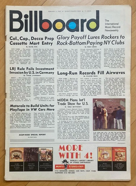 BILLBOARD MAGAZINE-2/3/1968-JIMI HENDRIX, Wilson Pickett, Acuff-Rose ...