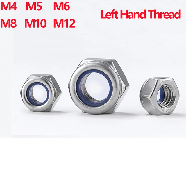 M4-M12 304 STAINLESS Steel Nylon Insert Lock Nut Hex Nylock Nut Left ...