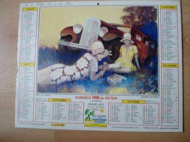 CALENDRIER ALMANACH DU Facteur 1990 Jean Lavigne Illustration Retro De ...