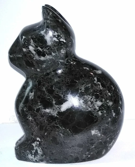 BLACK AND WHITE Marble Cat figurine, collectable kitten 8cm 3 inches ...