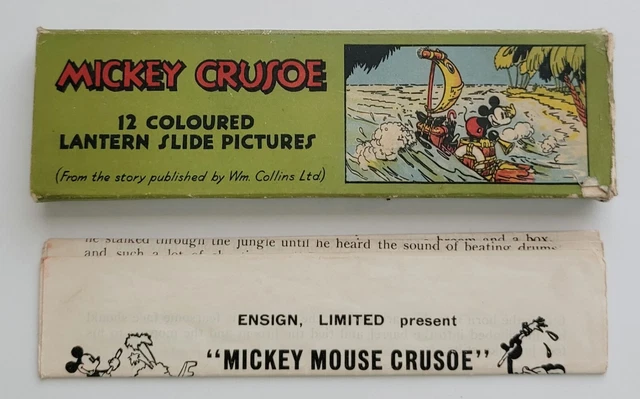 1930S WALT DISNEY Mickey Mouse Crusoe Magic Lantern Glass Slide ...