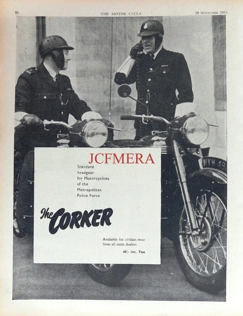 CORKER MET POLICE Motor Cycle Crash Helmet Advert #1: Original 1954 ...