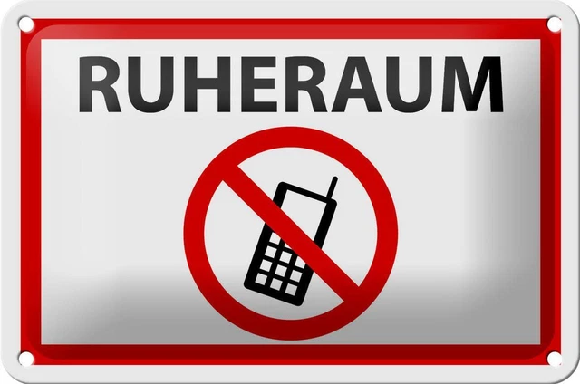 BLECHSCHILD HINWEIS 18X12 cm Ruheraum Handy verboten Metall Deko Schild ...