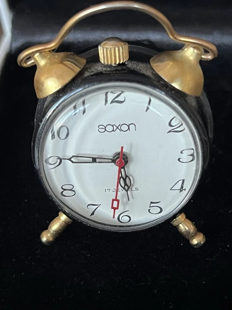 VINTAGE MECHANICAL SAXON/RUHLA Miniature Clock - RARE FIND £18.92 ...
