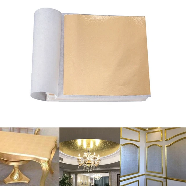100 SHEETS GOLD Foil Leaf Gilding Handicrafts Craft Paper Decoration ...