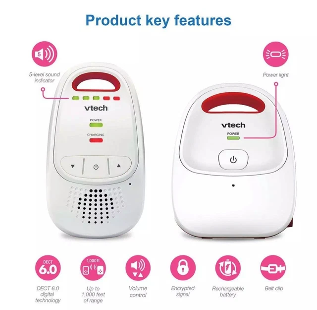 VTECH BM1000 DIGITAL Audio Baby Monitor, Parent Unit with Rechargeable ...