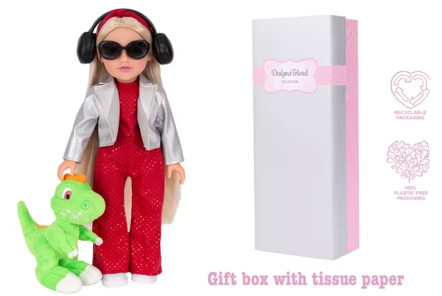 DESIGNAFRIEND CONNIE DOLL with Outfit (18inch / 46cm) & Trevor Dinosaur ...