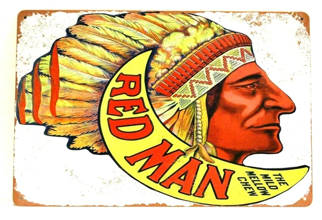 RED MAN REDMAN Chewing Tobacco Tin Metal Sign Vintage Look Bar ...
