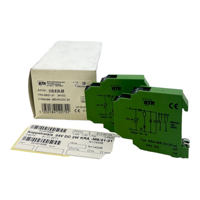 BTR 11061925 COUPLING Relays 24VDC 250VAC/Dc 1,5A Relay Ve: 2Stk £25.03 ...