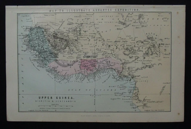 ANTIQUE MAP: UPPER Guinea, Africa, The National Encyclopedia, 1880 £5. ...