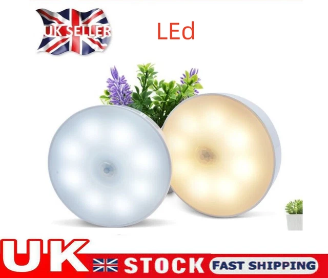 LED MOTION SENSOR Light Rechargeable PIR USB Portable Cabinet Stair ...