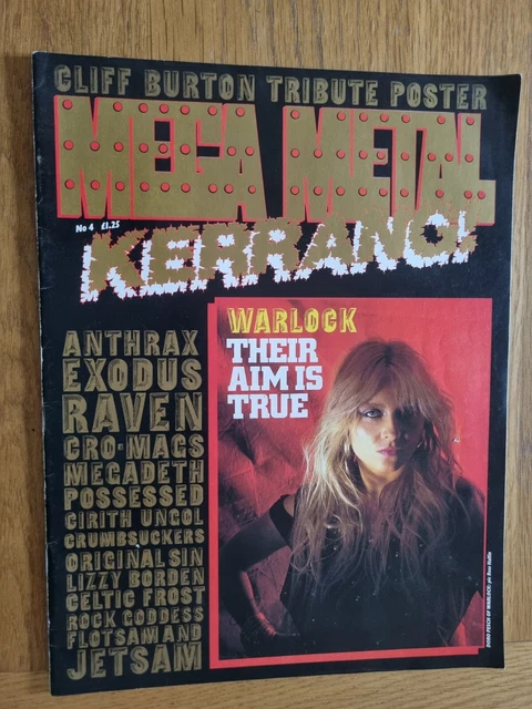 MEGA METAL KERRANG! No. 4 Warlock Anthrax Cliff Burton Exodus Megadeth ...