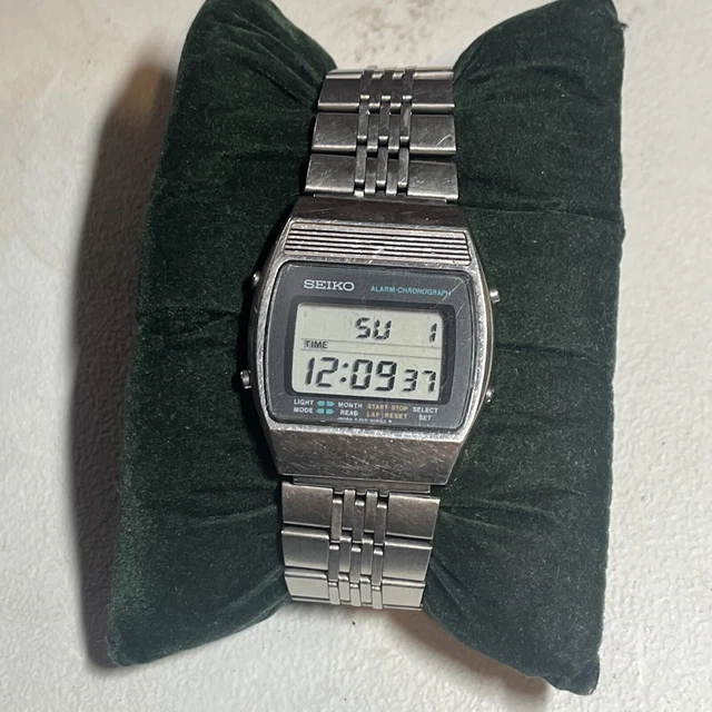 VINTAGE SEIKO A359-5030 Lcd Mens Silver Digital Watch - Good Cond/NOS ...