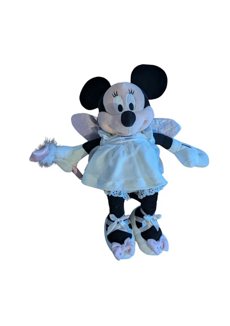 DISNEY STORE EXCLUSIVE Minnie Mouse Fairy 16” Plush White Pink Soft Toy ...