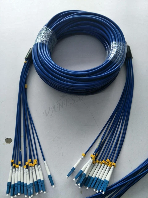 50M INDOOR ARMORED Fiber Cable LC-LC 12 Strand SM 9/125 Fiber Optical Patch Cord $558.42 ...