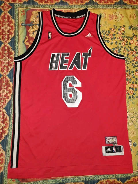 LEBRON JAMES MIAMI Heat Basketball Jersey Adidas Throwback NBA Used XL ...