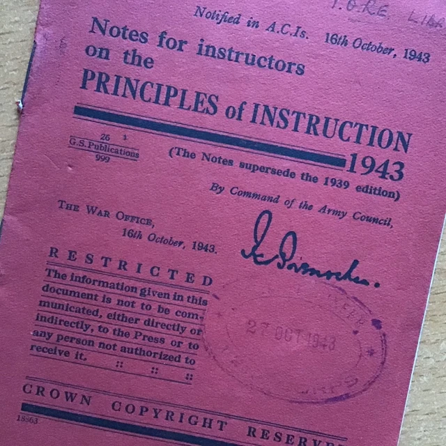 ORIGINAL WWII BRITISH ARMY PAMPHLET: Notes on the PRINCIPLES OF ...