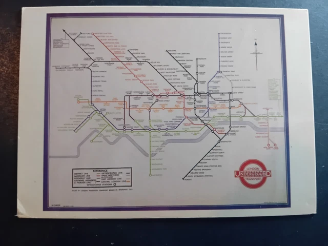 VINTAGE POSTCARD, MAP, Tube Map of London Underground in 1933 £0.99 ...