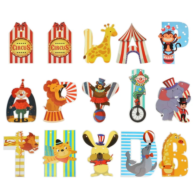 2 SET ALLES Zum Geburtstag-Banner Zirkus Zieht Fahnen Buchstabe EUR 7 ...