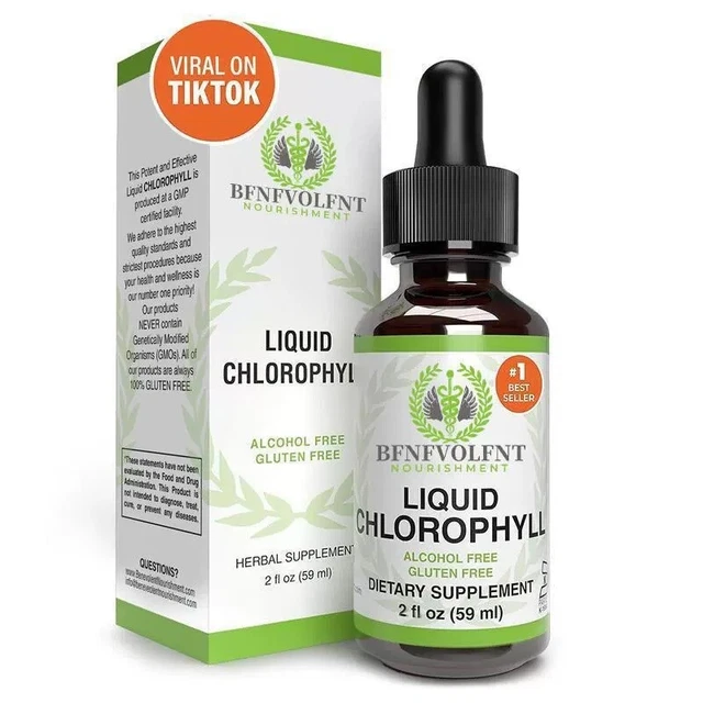 BENEVOLENT NOURISHMENT LIQUID Chlorophyll Herbal Supplement 2 oz / 59ML ...