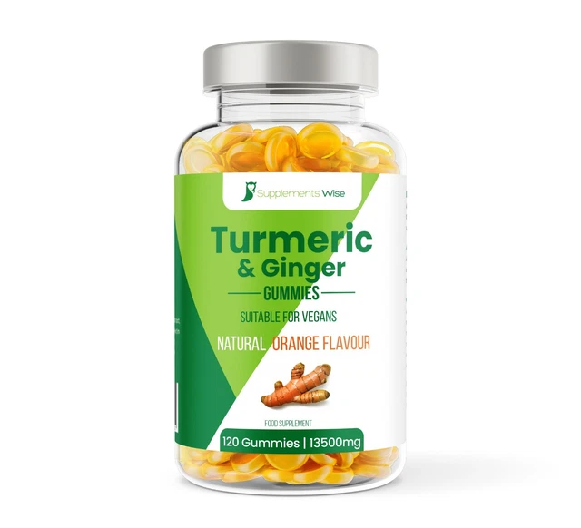TURMERIC AND GINGER Gummies 13500mg, 120 Pack, Vegan, Natural Orange ...
