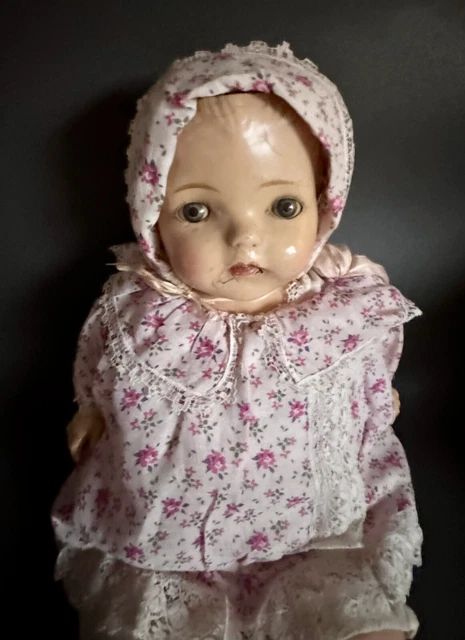 VINTAGE AMERICAN COMPOSITION Crying Baby Doll 1920s-30s Toy 21” Closing ...