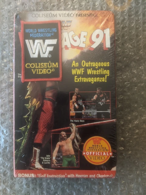 WWF RAMPAGE 91 w/ Patch 1991 wrestling VHS Factory Sealed Big Box Rare ...