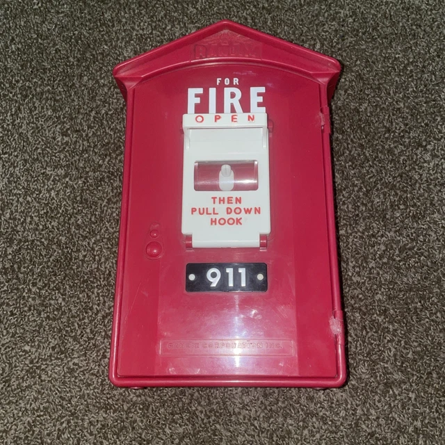 VINTAGE RANDIX FB-911 Fire Alarm Box Push Button Telephone Red Landline ...