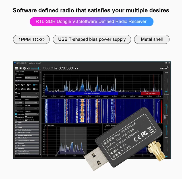 MINI SDR RECEIVER Wideband Spectrum Analyzer SMA-K Connector Radio RF ...