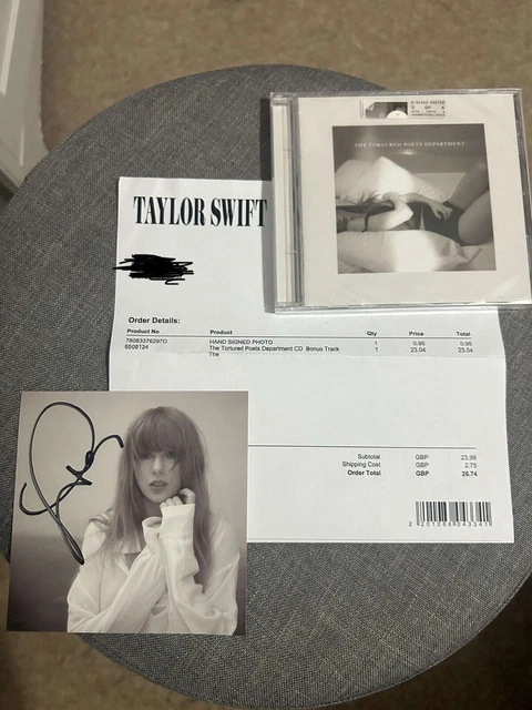 TAYLOR SWIFT HAND Signed TTPD the Tortured Poets Department CD album ...