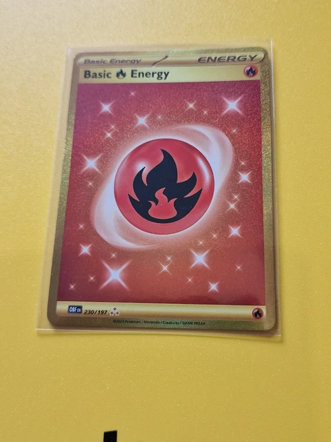 POKÉMON TCG BASIC Fire Energy SV03: Obsidian Flames 230/197 Holo Hyper ...