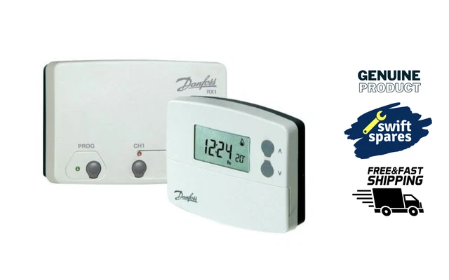 DANFOSS TP5000SI-RF+RX1 WIRELESS Programmable Thermostat & Receiver ...