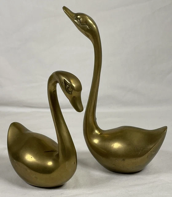 VINTAGE SET OF 2 Small Brass Swans (Korea) $15.00 - PicClick