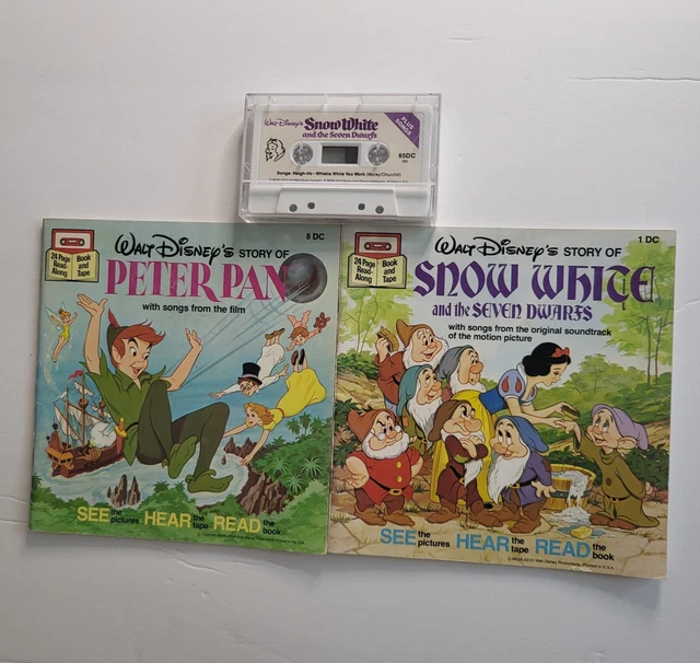 DISNEY SNOW WHITE and Peter Pan Read Along Books & Cassette Tape EUC £ ...