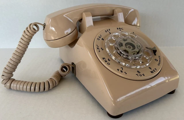VINTAGE ROTARY TELEPHONE Beige Western Electric Bell System Phone Retro ...